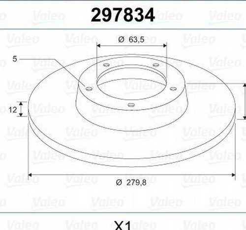 Задний тормозной диск valeo, 297834