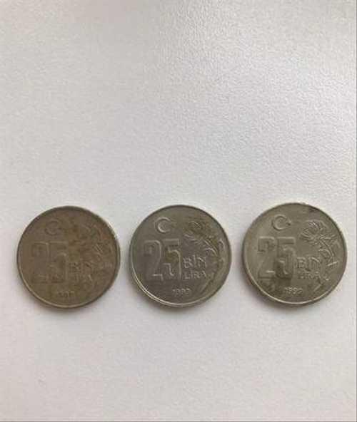 Монета 25 бин лир Турция 1999 г