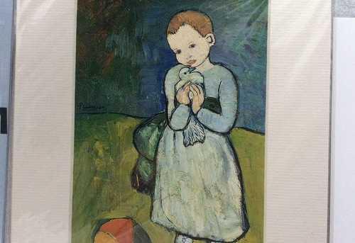 Картина Пикассо Ребёнок с голубем репродукция