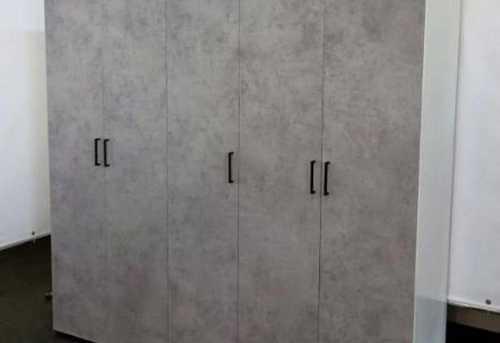 Шкаф распашной белый-бетон полки Б 2.5м
