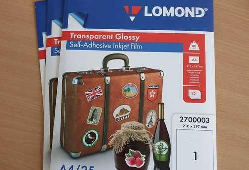 Пленка Lomond А4 PET Self-Adhesive Clear Ink Jet