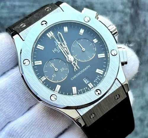 Мужские часы Hublot замшевый ремешок