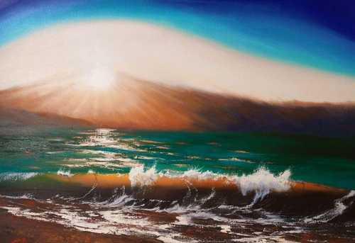 Картина маслом, морской пейзаж: "Перед бурей"