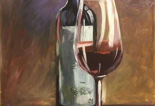 Картина маслом "Старое вино", холст 40x30