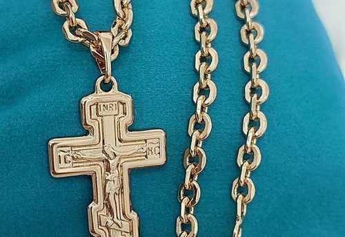 Крест с цепочкой покрытие золото