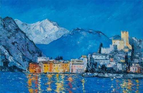 Картина Италия Озеро Гарда Пейзаж маслом 60х80 см