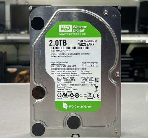 WD Caviar Green, 2Tb, HDD, SATA III, 3.5"