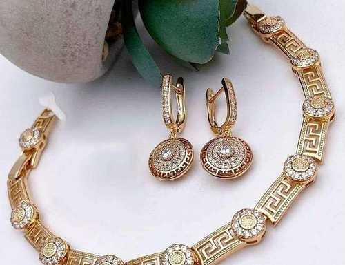 Комплект Luxe Gold Versace Style -серьги и браслет