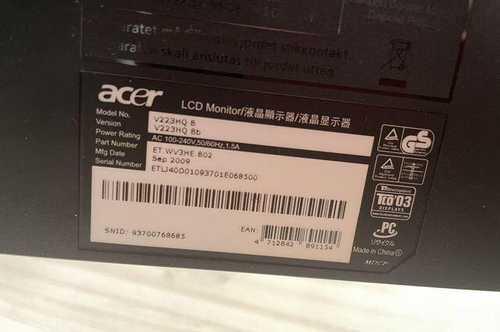 Монитор Acer v223hqb 21,5” ЖК