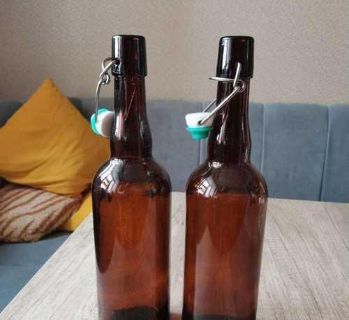 Бутылка с бугельной пробкой, коричневое стекло