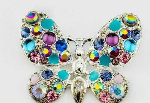 Брошь Англия винтаж бабочка с кристаллами