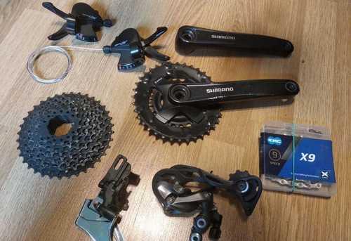 9ти Скоростной комплект Shimano, Alivio, KMC x9