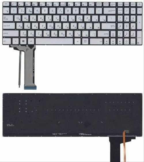 Клавиатура для Asus N551 серая с подсветкой