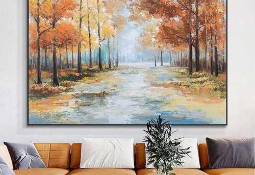 Картина маслом на холсте Осенний пейзаж Лес