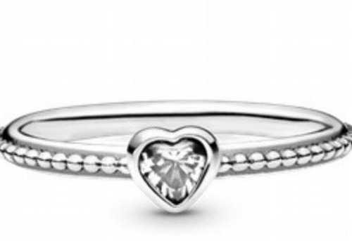 Pandora Кольцо из серебра с сердцем с куб цирконие