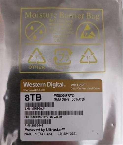 Жесткий диск HDD WD Gold wd8004fryz 8 тб