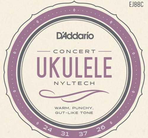 EJ88C Комплект струн для концертного укулеле, D'Addario