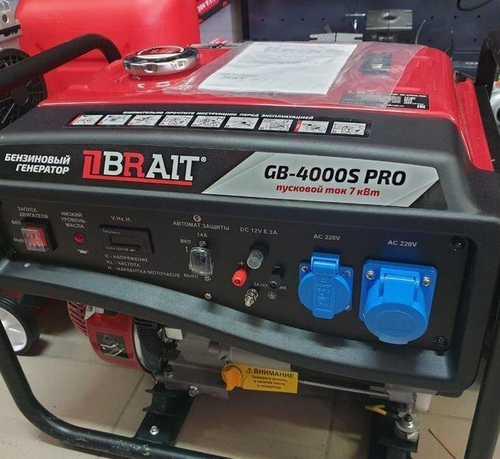 Генератор бензиновый 3,5 кВт Brait GB-4000S PRO