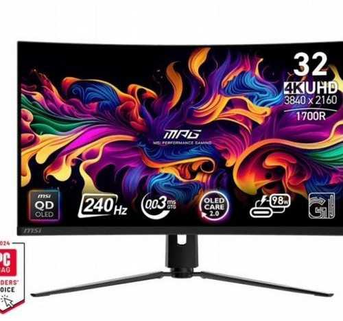 MSI 31.5" MPG 321curx QD-oled черный QD oled LED 16:9 hdmi матовая HAS Piv 250cd 178гр/178гр 3840x21