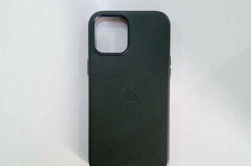 Кожаный чехол для iPhone 12 Pro Max темно-зеленый