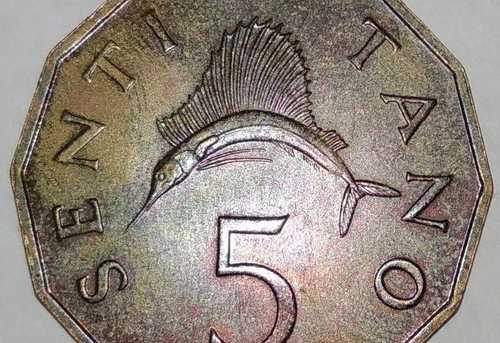 Монета Танзания в коллекцию. Оригинал. Парусник