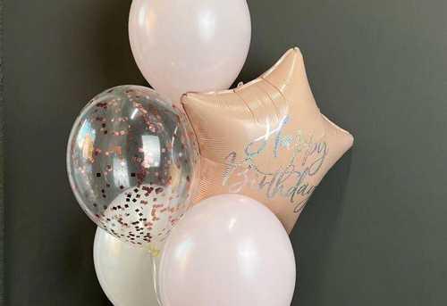 Воздушные гелиевые шары 5 шт С днем рождения