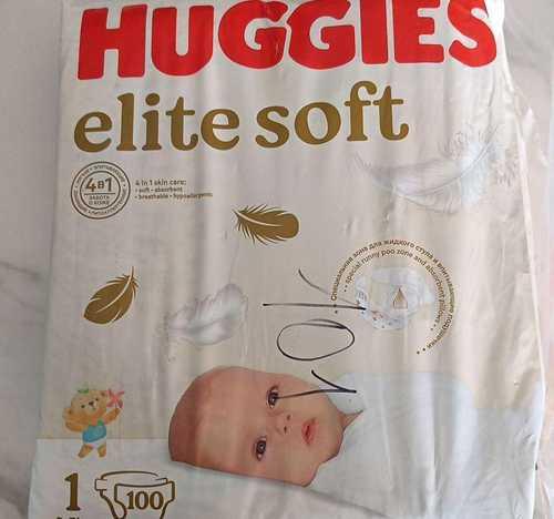 Подгузники huggies elite soft 1 100шт