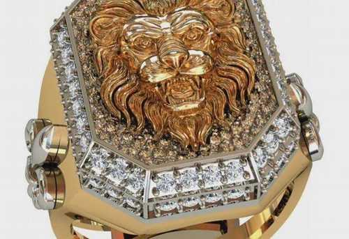 Мужское золотое кольцо со львом арт. 701190