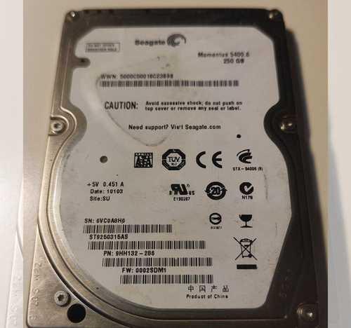 Жесткий диск hdd 2.5 250gb