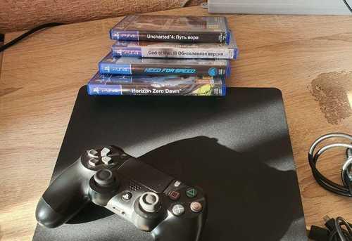 Sony PS4 slim 500gb + 4диска