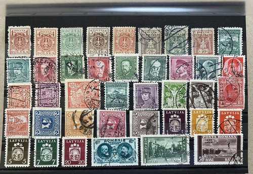 Почтовые марки Европы, 1900-40 гг, 40 шт