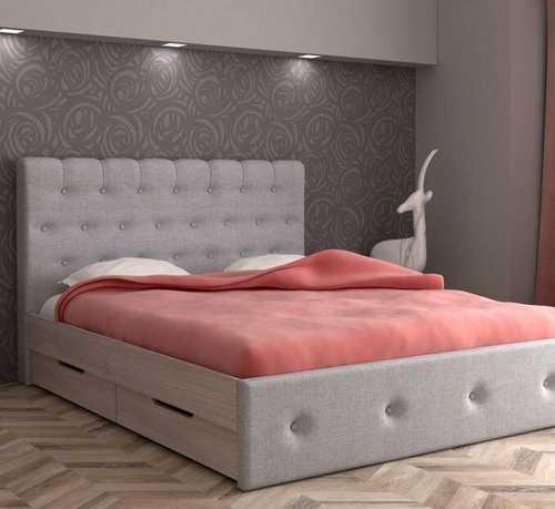 Кровать Амели Тип 7 с ящиками Серебро