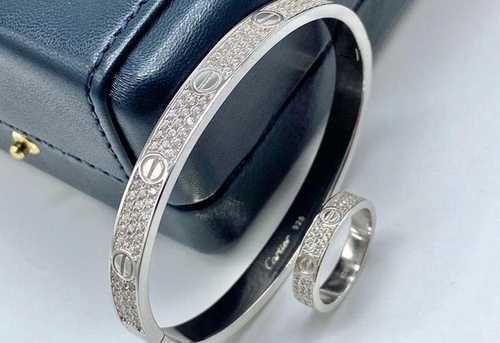 Браслет и кольцо Cartier Love Картье Лав Серебро