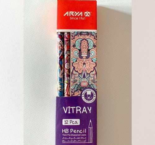 Карандаши простые чёрные "Vitray" HB, 12 шт. арт