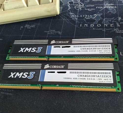 Оперативная память Corsair XMS3 4GB DDR3