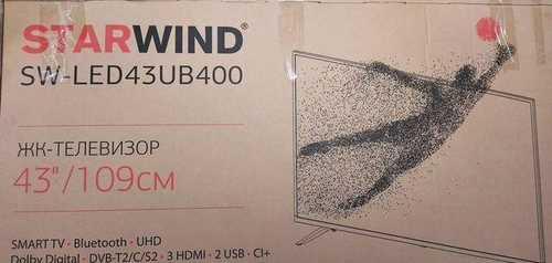 Телевизор 43 Starwind smart TV с тонкой полосой
