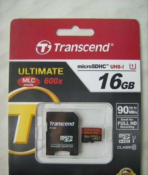 Карта памяти Transcend microSD 16GB MLC U1 Class10