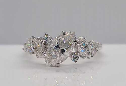 Кольцо с бриллиантами (муассанитами) маркиз