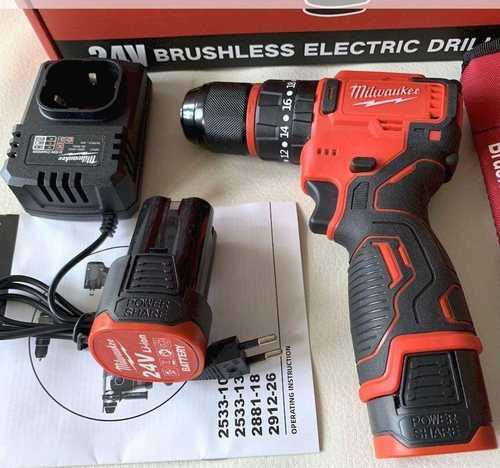 Шуруповерт ударный Milwaukee 24V бесщеточный