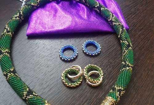 Ожерелье из китайского биссера и сережки