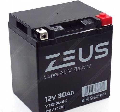 Аккумулятор zeus super AGM 30 Ач о.п. (YTX30L-BS)