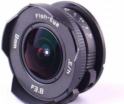 Fish-Eye 8mm f3.8(Olympus-Panasonic) Бленда+крышки