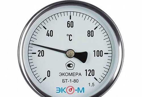 Биметаллический термометр экомера 0-120С, L60мм