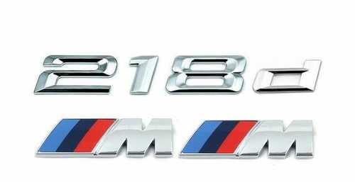 Комплект: шильдик BMW 218d + M-performance хром