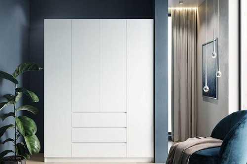 Шкаф белый новый четырехдверный IKEA-стиль