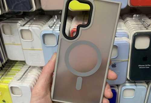 Чехол на Samsung S24 Ultra MagSafe матовый титан
