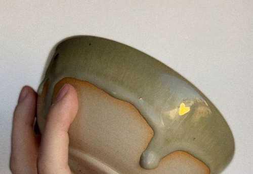 Тарелка глубокая с золотом керамика ручной работы