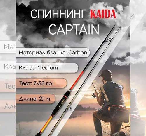 Спининг Kaida captain тест 7-32 гр 2.1-2.4-2.7м