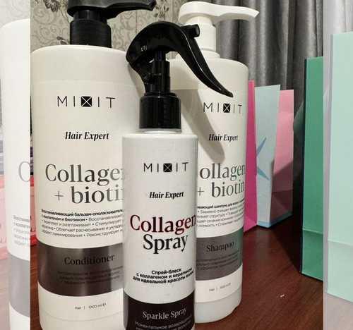 Шампунь, бальзам и спрей Mixit Collagen   Biotin