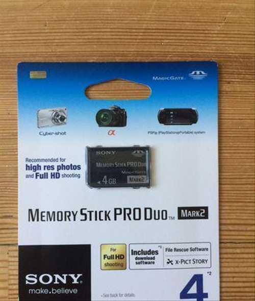 Карта памяти Sony Memory Stick Pro Duo 4 GB новая | Festima.Ru ...